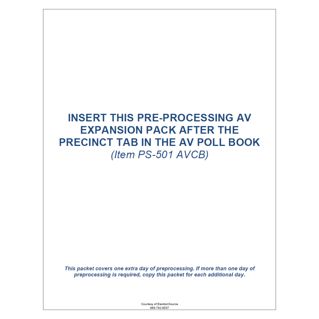 AVCB Pre Processing Expansion Packet (PS-501 AVCB PP) – ElectionSource